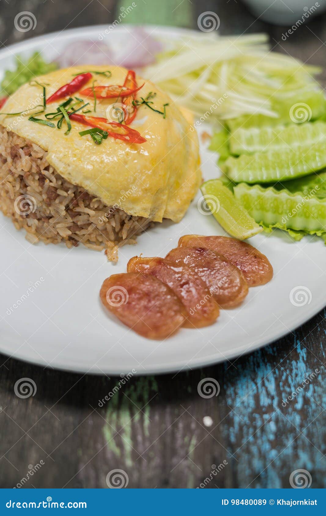 Rice Mixed with Shrimp Paste Stock Image - Image of sauce, bean: 98480089