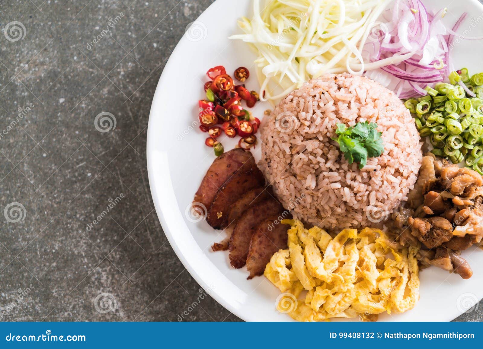Rice Mixed with Shrimp Paste Stock Photo - Image of shrimp, traditional ...