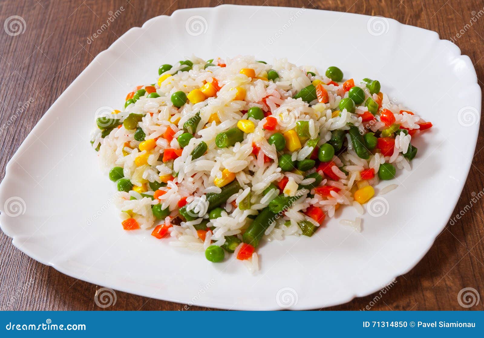 Rice with mixed vegetables stock photo. Image of boiled - 71314850