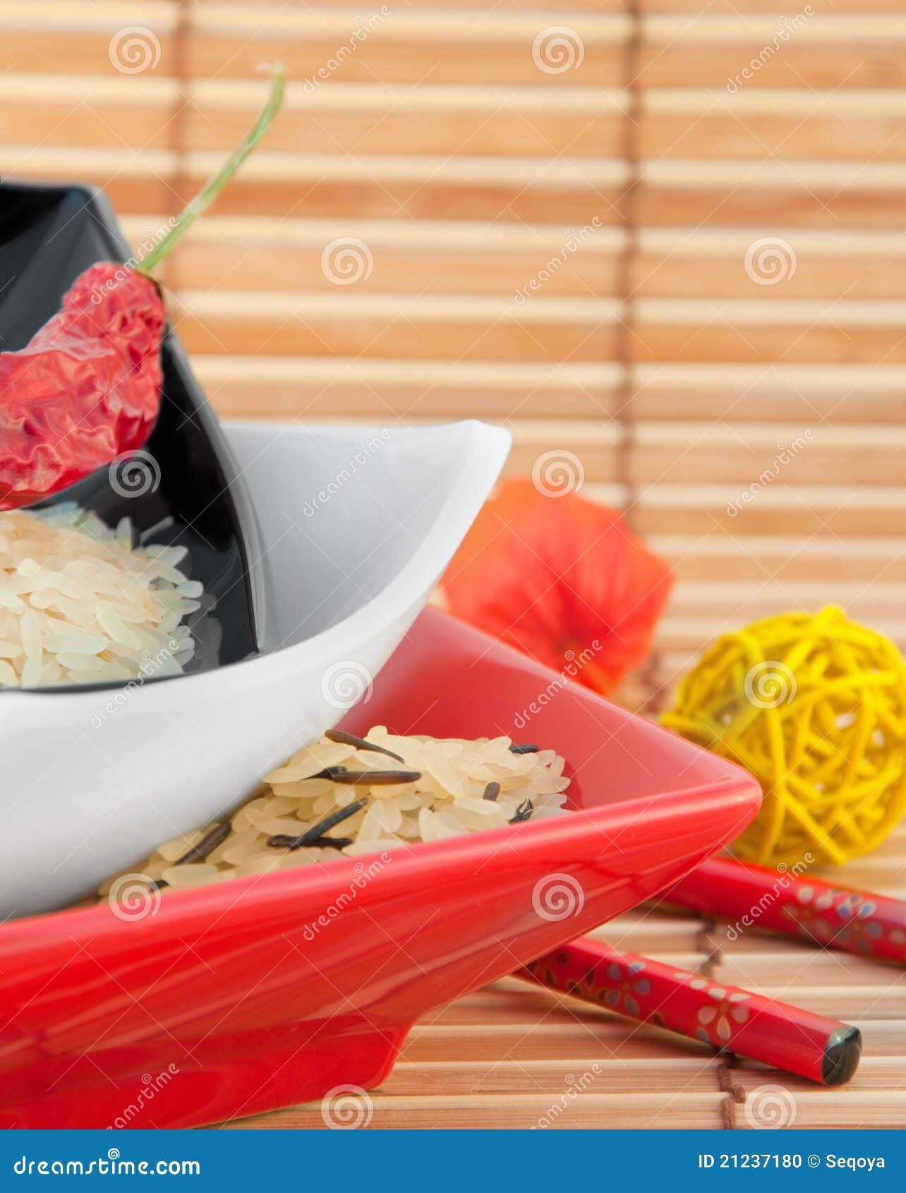 Rice in Multi-colored Plates Stock Photo - Image of gourmet, culture ...