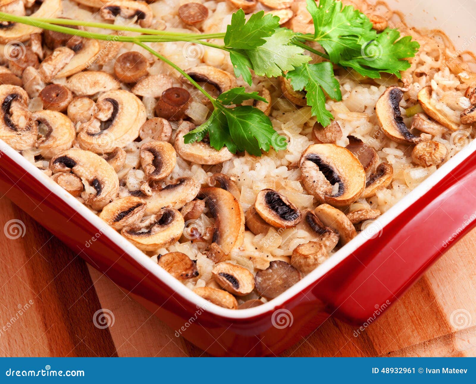 Rice and Mushrooms Casserole Stock Image - Image of baking, drink: 48932961