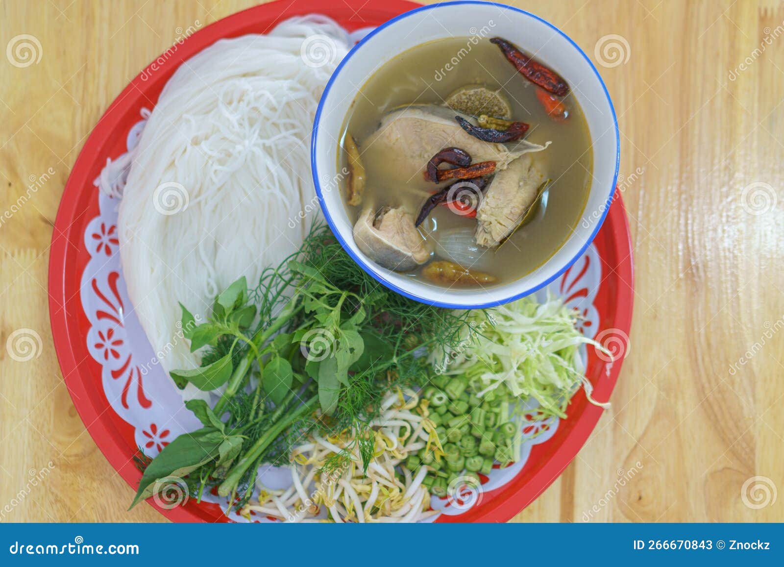 Rice Noodles in Fermented Fish & Catfish Curry Sauce with Vegetables ...