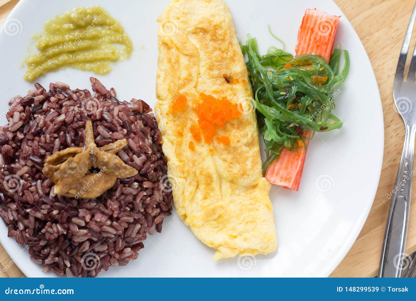 Rice with omelette stock image. Image of breakfast, delicious - 148299539