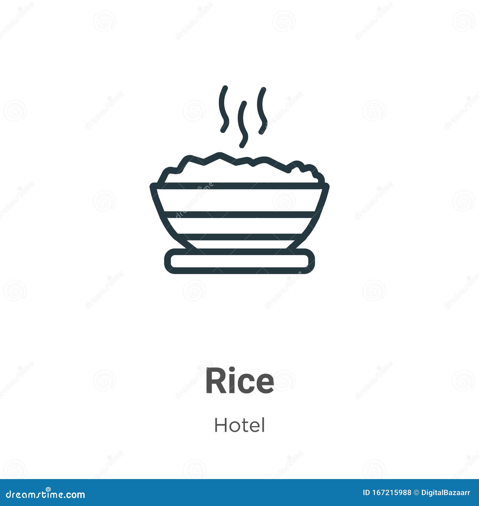 Rice Outline Vector Icon. Thin Line Black Rice Icon, Flat Vector Simple ...