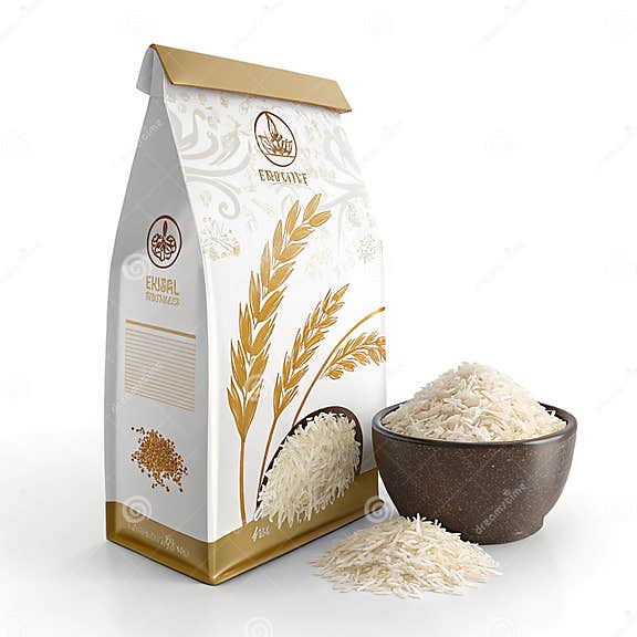 Rice Packaging 3D Design Element Stock Illustration - Illustration of ...