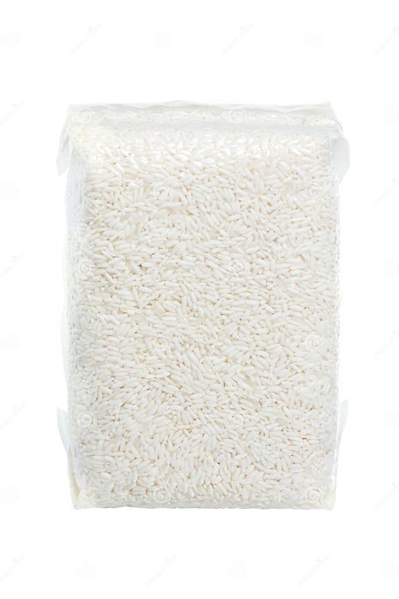 Rice Packed in Vacuumed Plastic Bag Stock Photo - Image of hard ...