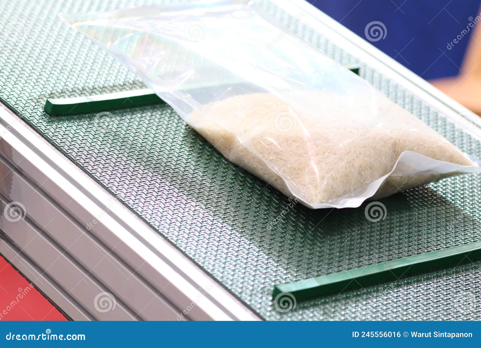 Rice Packing in Plastic Bag on Conveyor Line Stock Photo - Image of ...