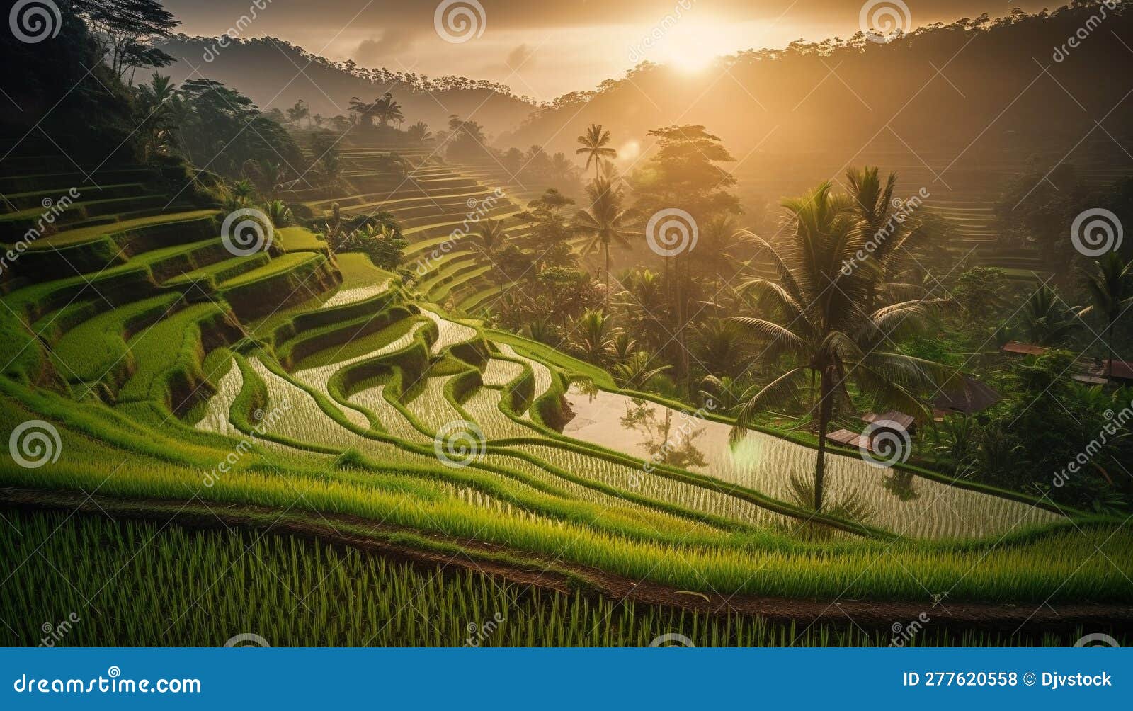Rice Paddy Landscape, Bali Rural Scene Idyllic Generated by AI Stock ...