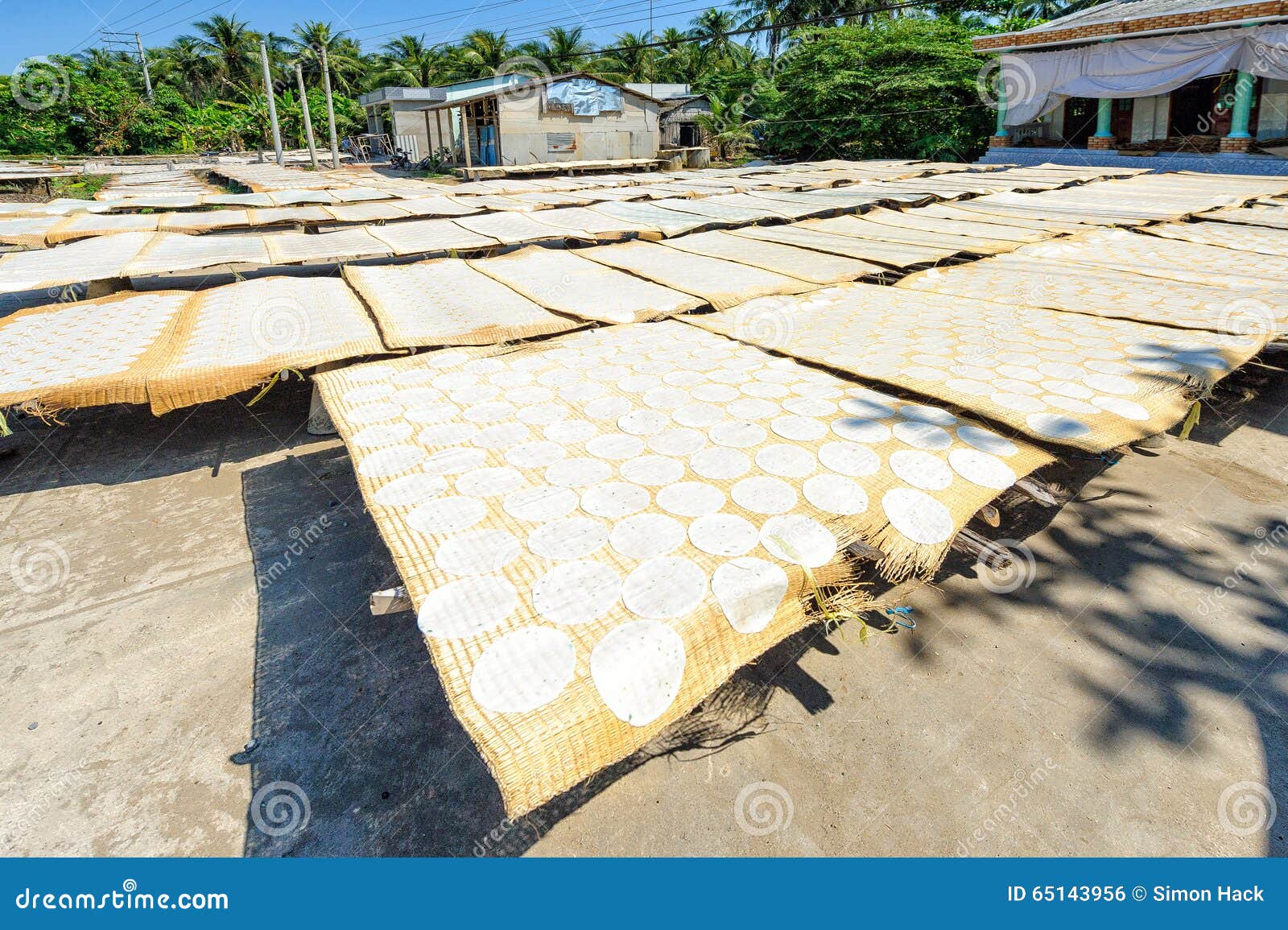 Rice Paper Drying in Vietnam Stock Photo - Image of racks, paper: 65143956