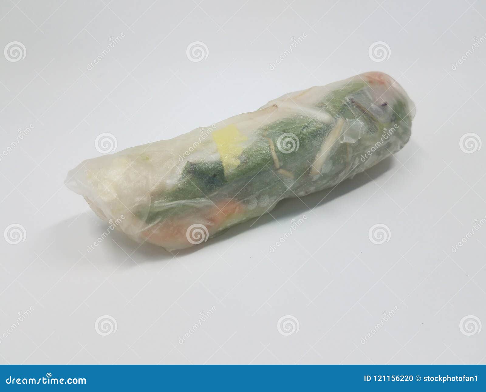 Rice Paper Wrap with Shrimp, Lettuce, Basil, and Sprouts Stock Photo ...