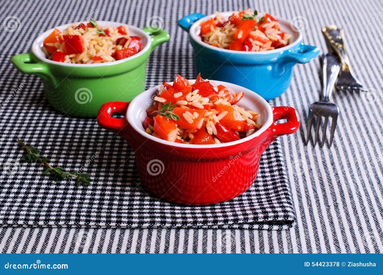 Rice with paprika stock photo. Image of natural, brown - 54423378