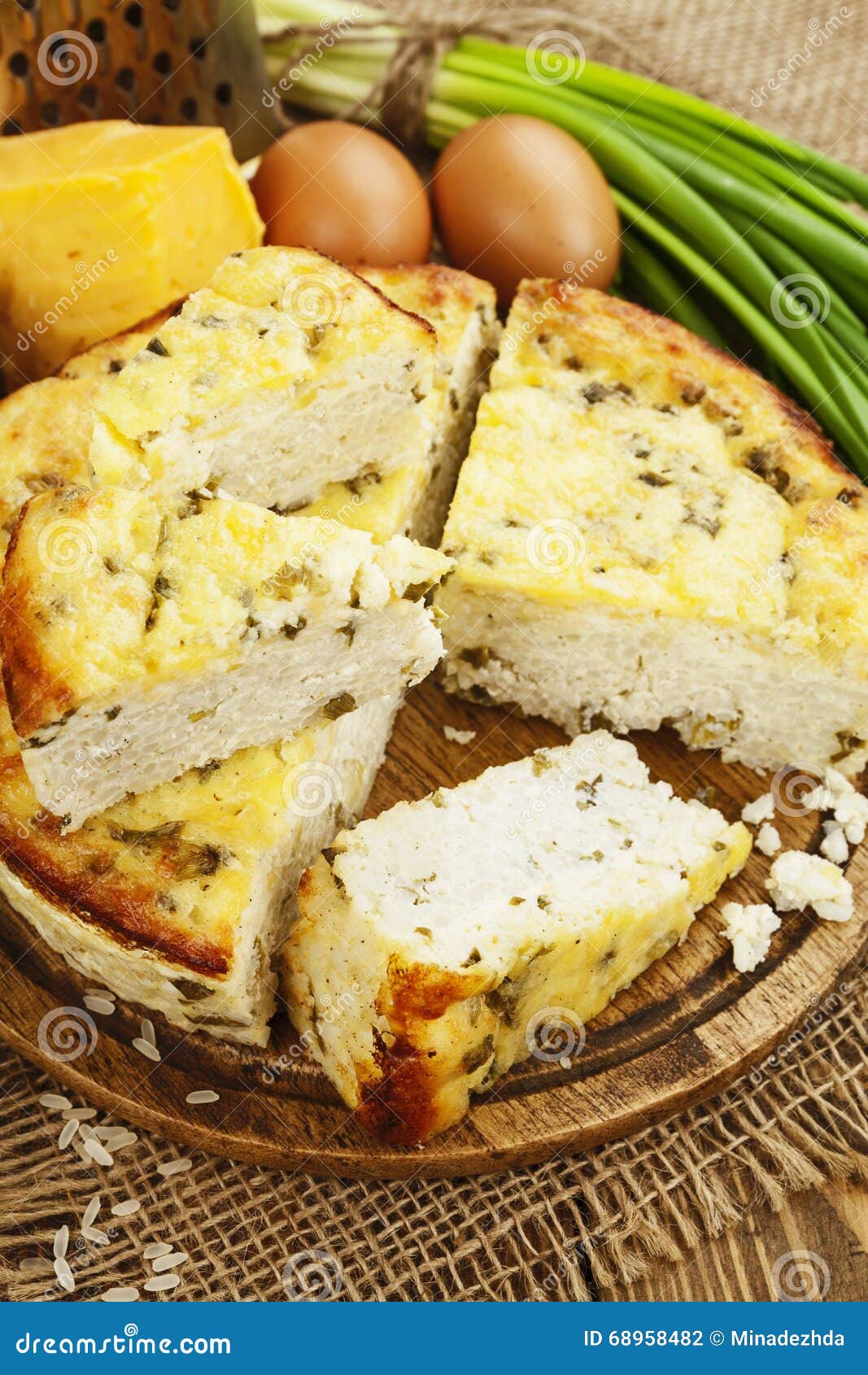 Rice Pie with Cottage Cheese Stock Photo - Image of rice, cake: 68958482