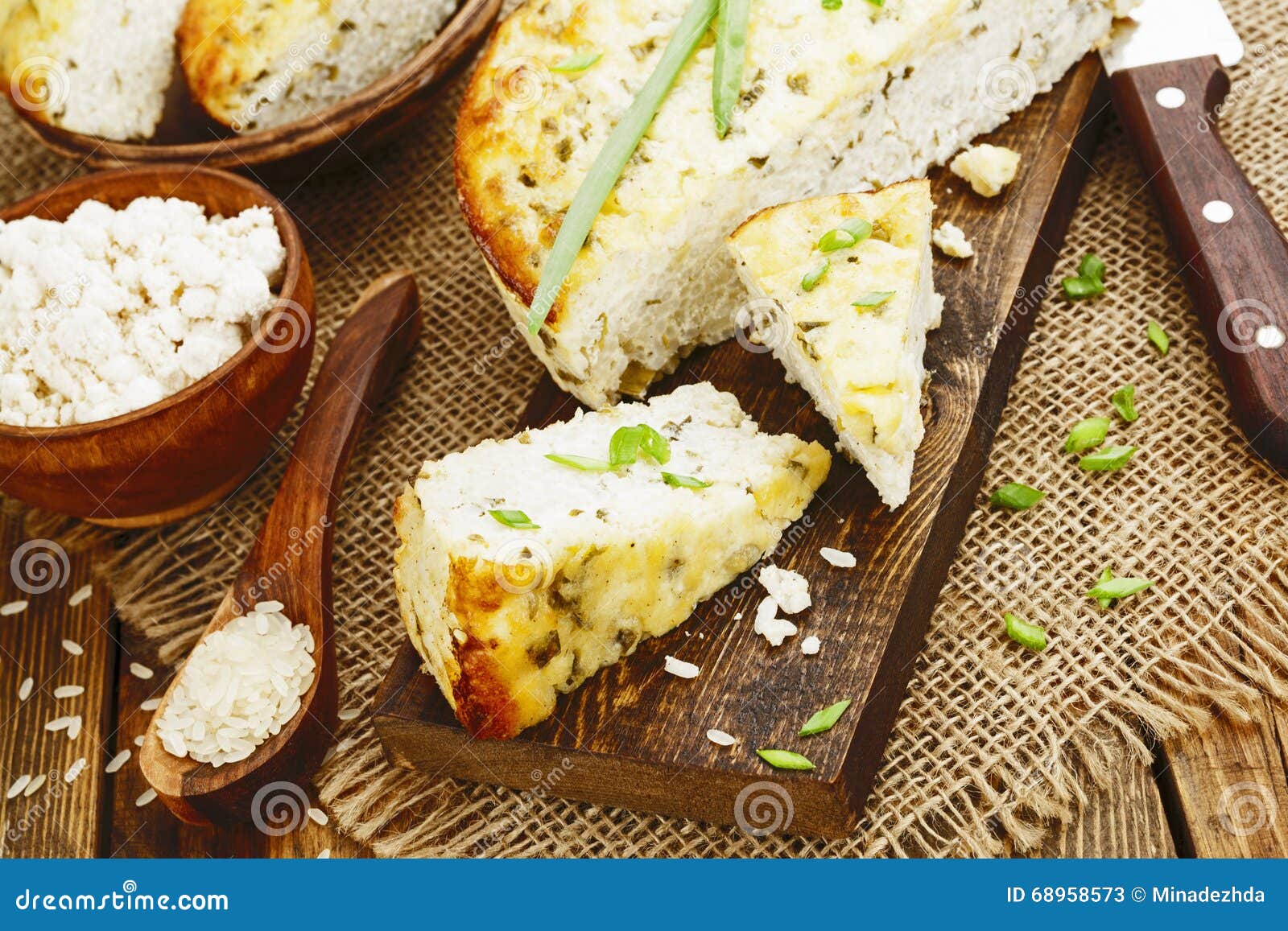 Rice Pie with Cottage Cheese Stock Image - Image of spring, wooden ...