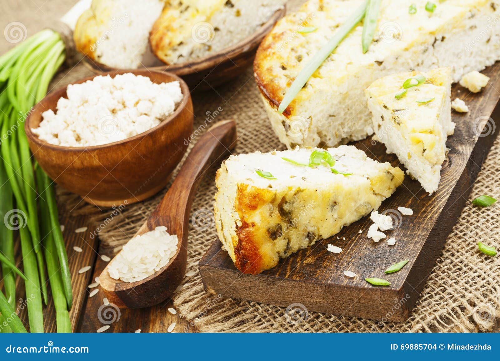 Rice Pie with Cottage Cheese Stock Photo - Image of wooden, spring ...