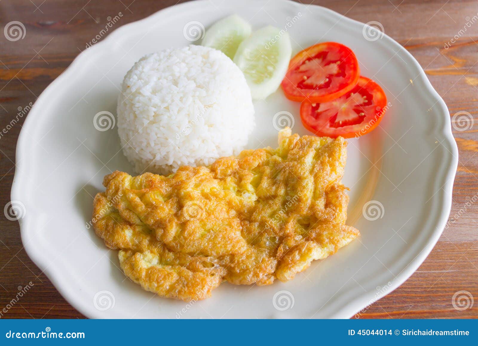 Rice with plain omelet stock photo. Image of color, rice - 45044014