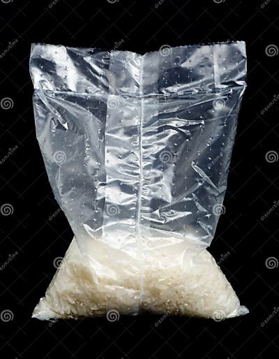 Rice in plastic bag. stock photo. Image of plastic, isolated - 6326864