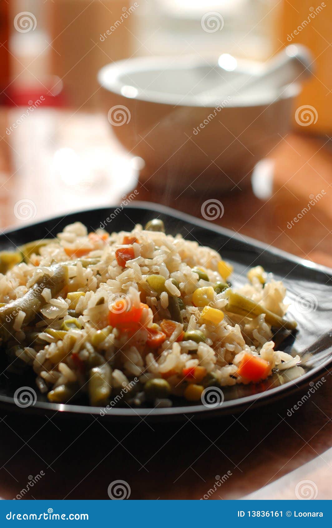 Rice on a plate stock image. Image of lunch, healthy - 13836161