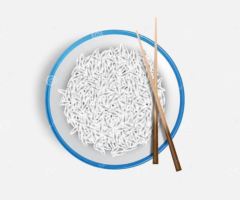 Rice in Plate, Japanese Dish Stock Vector - Illustration of design ...