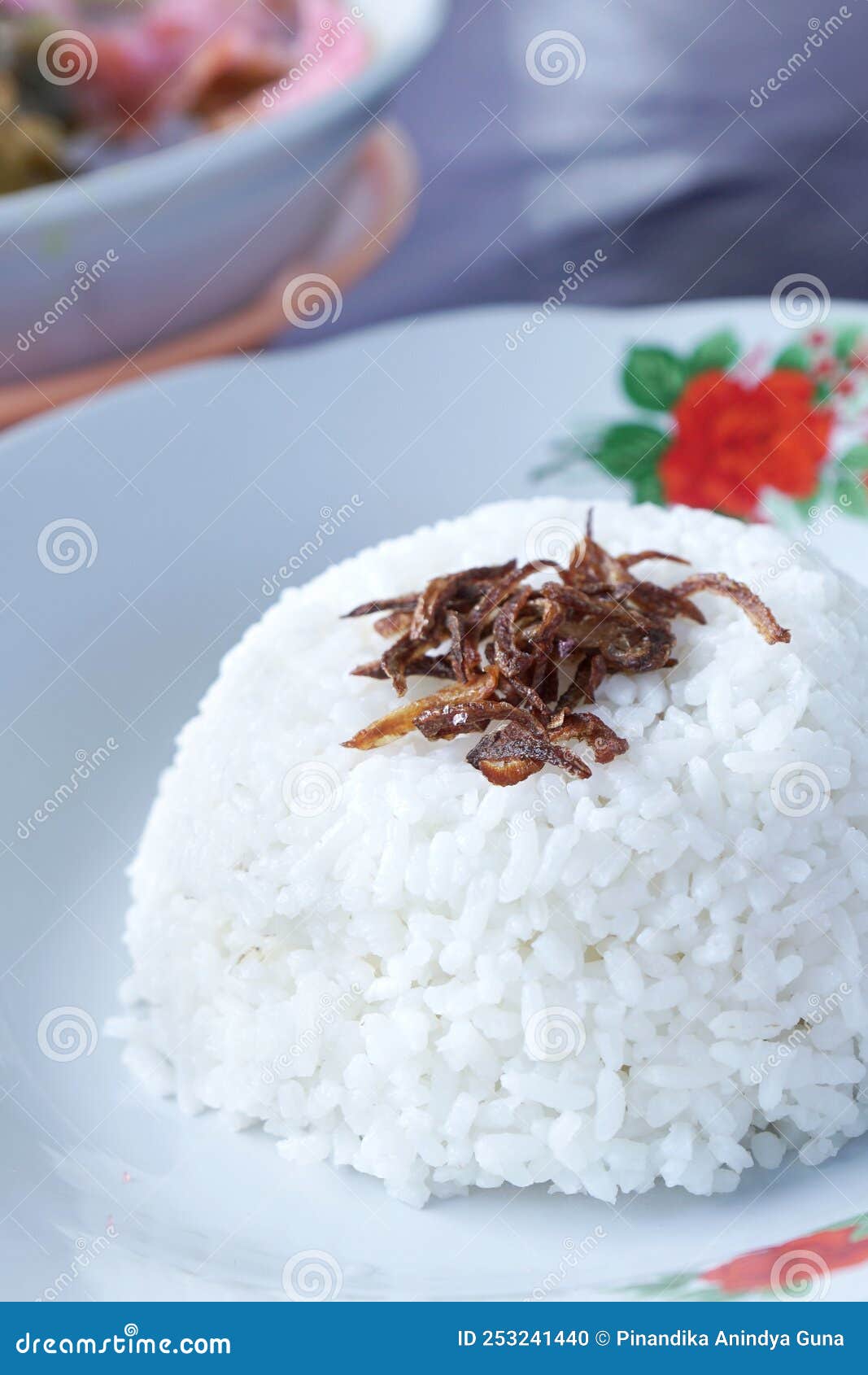 Rice on plate stock photo. Image of fiber, cuisine, chinese - 253241440
