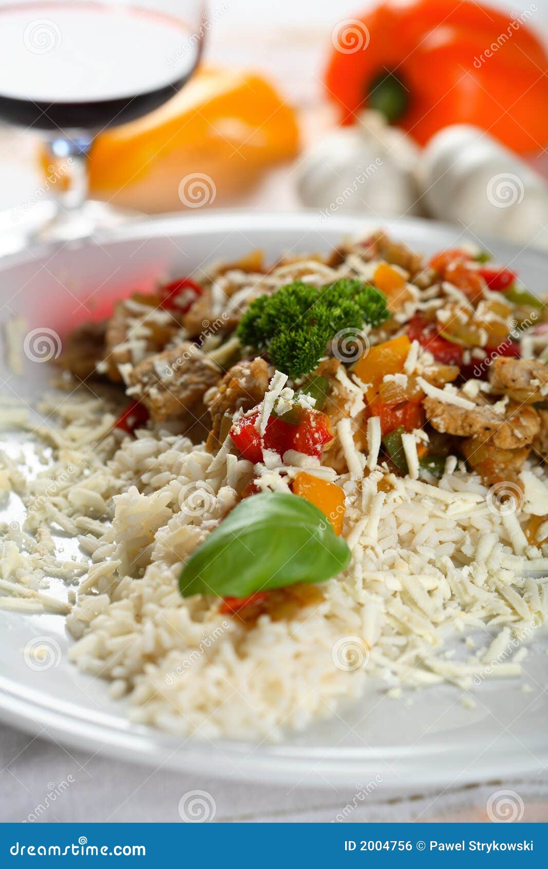 Rice with Pork and Vegetables Stock Photo - Image of composition, pork ...