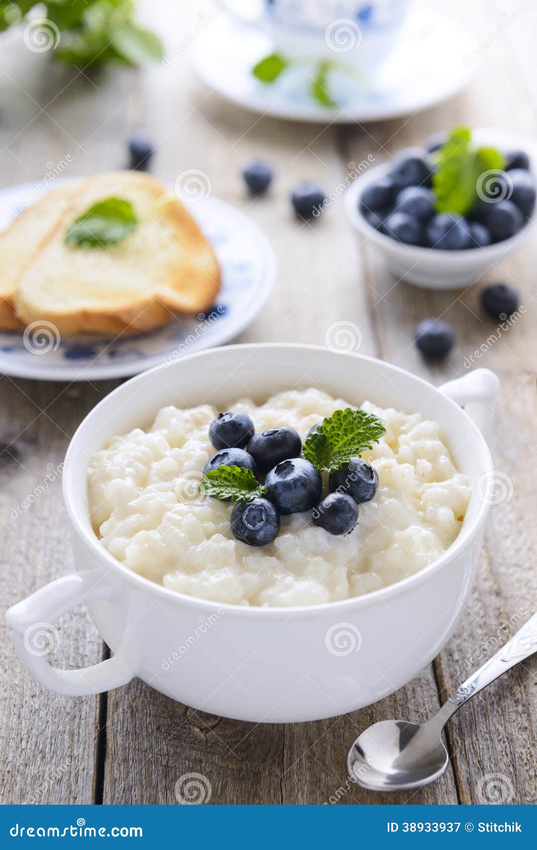 Rice Porridge with Blueberry Stock Image - Image of healthy ...
