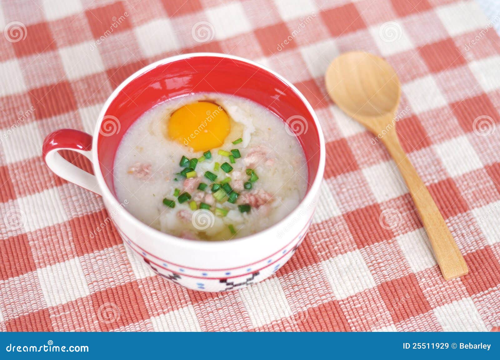 Rice Porridge with Egg in Cute Bowl Stock Image - Image of pattern ...
