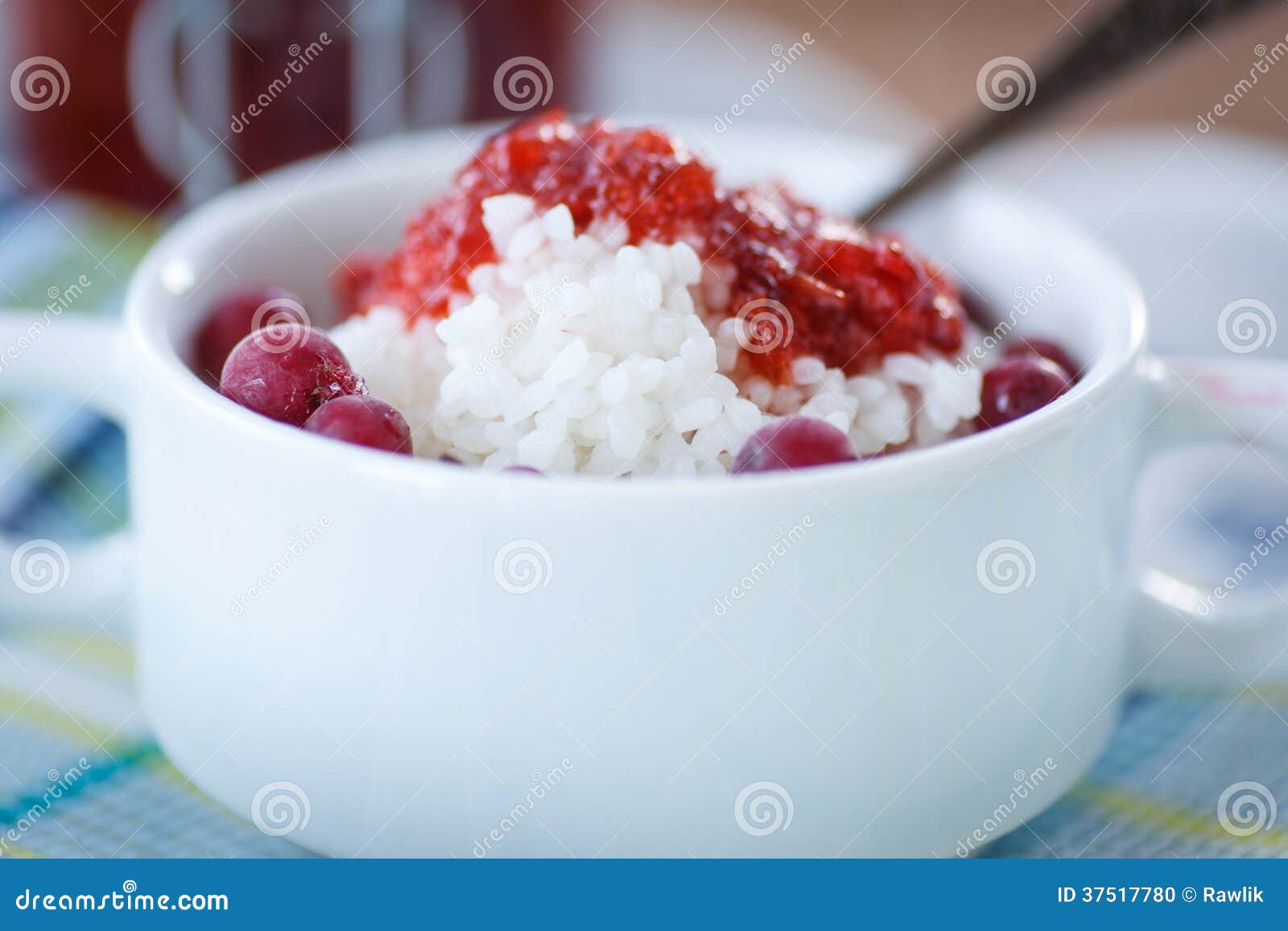 Rice Porridge with Jam and Berries Stock Photo - Image of cuisine ...
