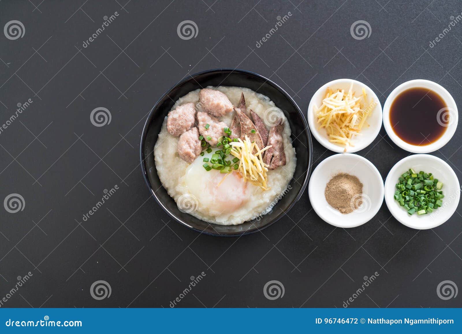 Rice Porridge with Pork and Egg Stock Photo - Image of morning, pork ...