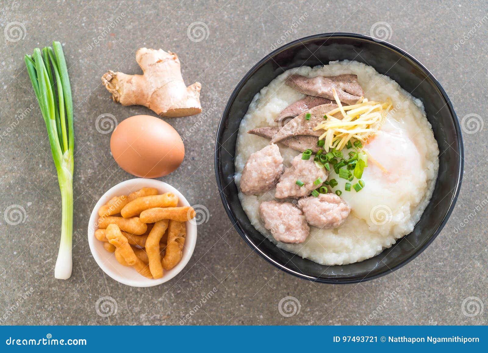 Rice Porridge with Pork and Egg Stock Image - Image of congee, healthy ...