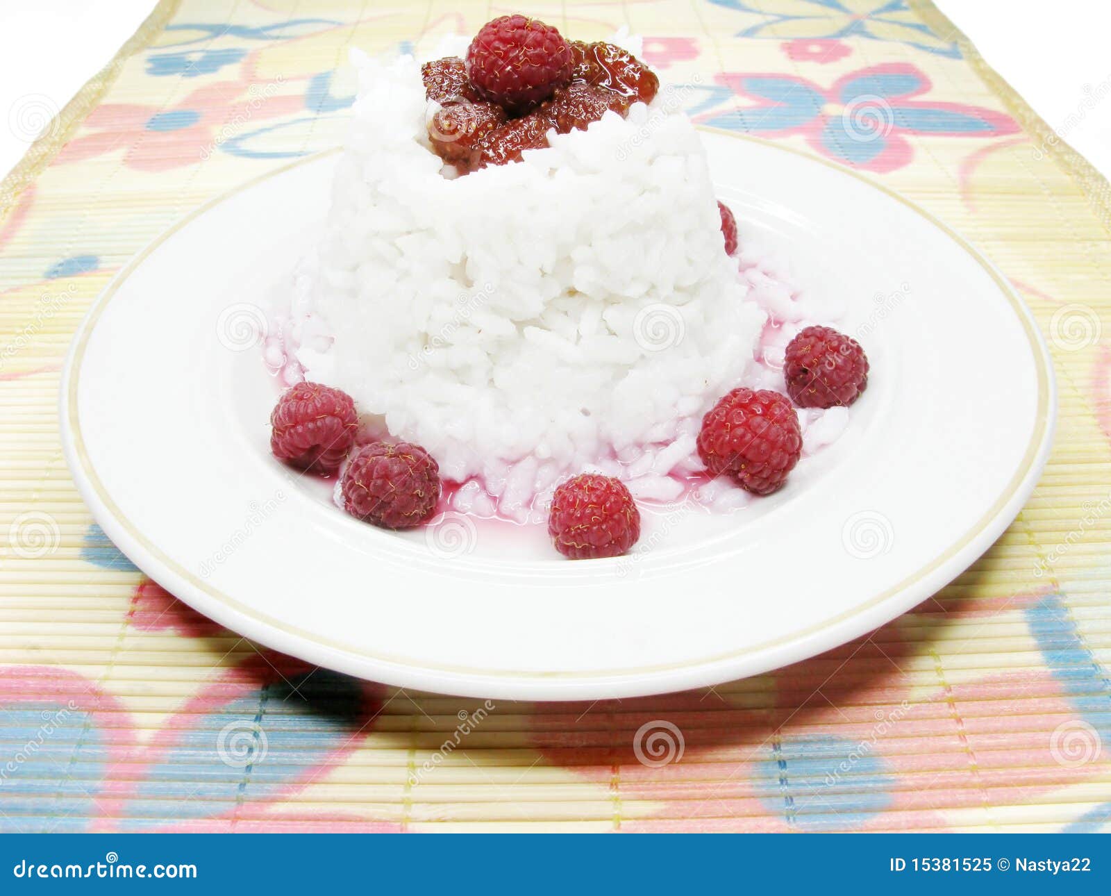 Rice Porridge with Raspberry Stock Image - Image of flowers, isolated ...