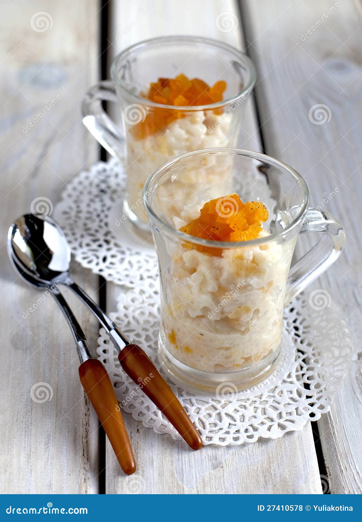 Rice pudding with apricots stock photo. Image of food - 27410578
