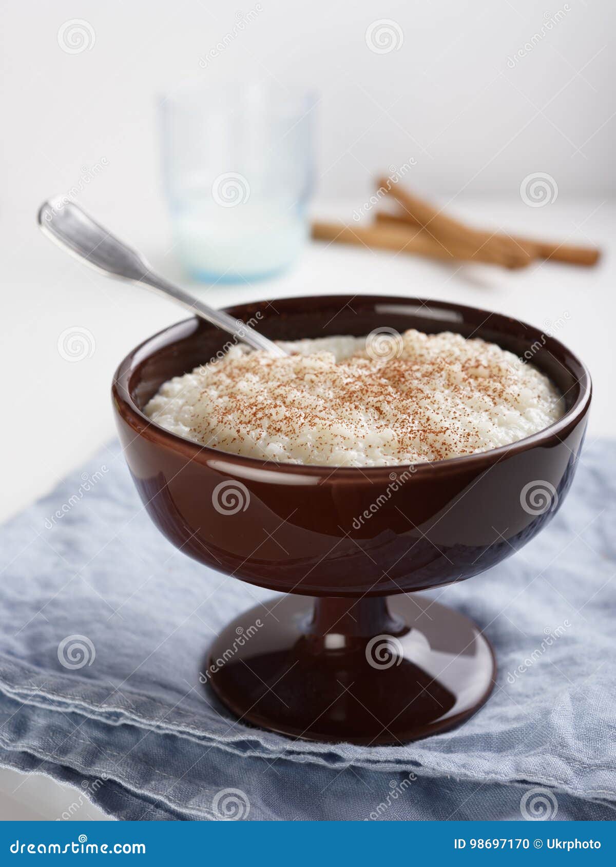 Rice pudding with cinnamon stock photo. Image of dessert - 98697170