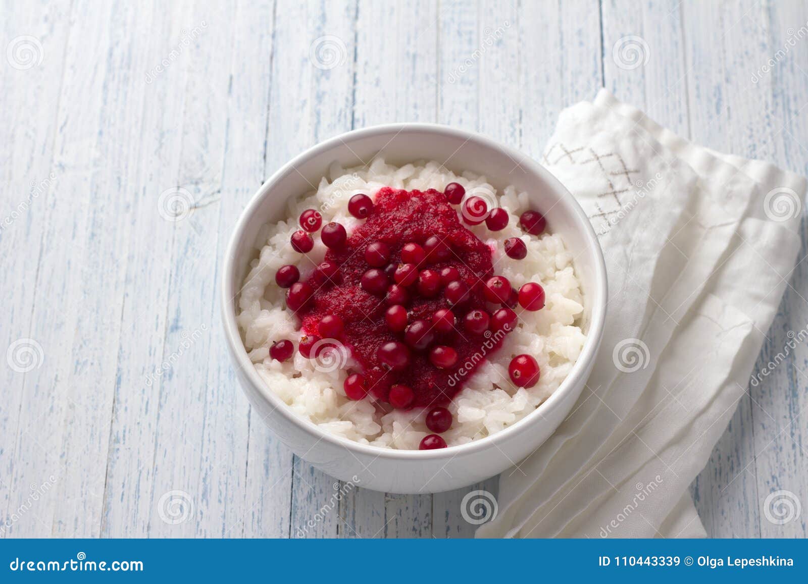 Rice Pudding with Cranberry Jam and Fresh Cranberries Stock Image ...