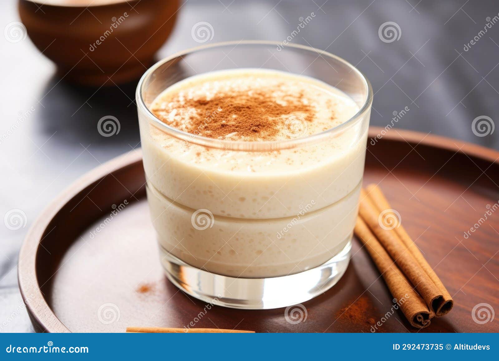 Rice Pudding Drink in a Rounded Clear Glass Cup Stock Image - Image of ...