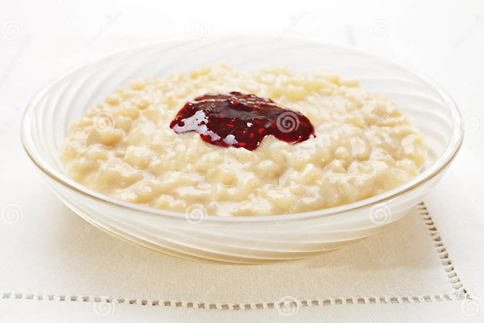 Rice Pudding with Jam stock image. Image of dessert, raspberry - 25440093