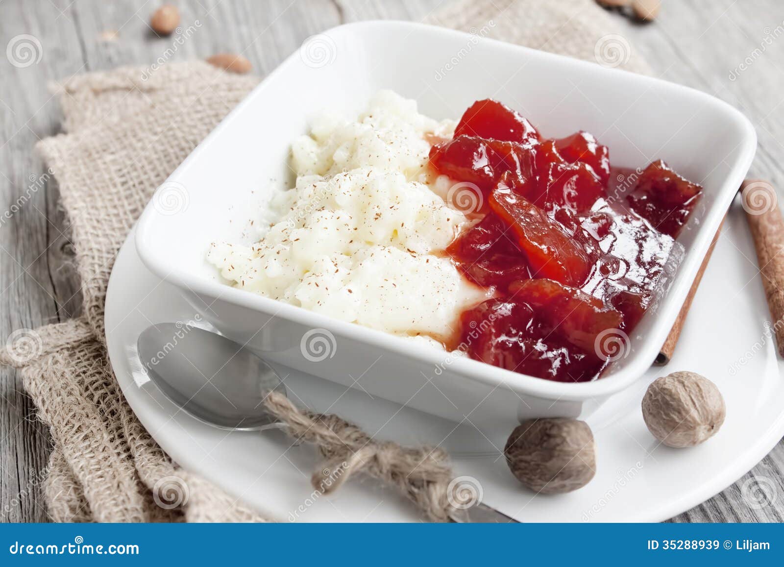 Rice pudding with jam stock image. Image of pudding, fresh - 35288939
