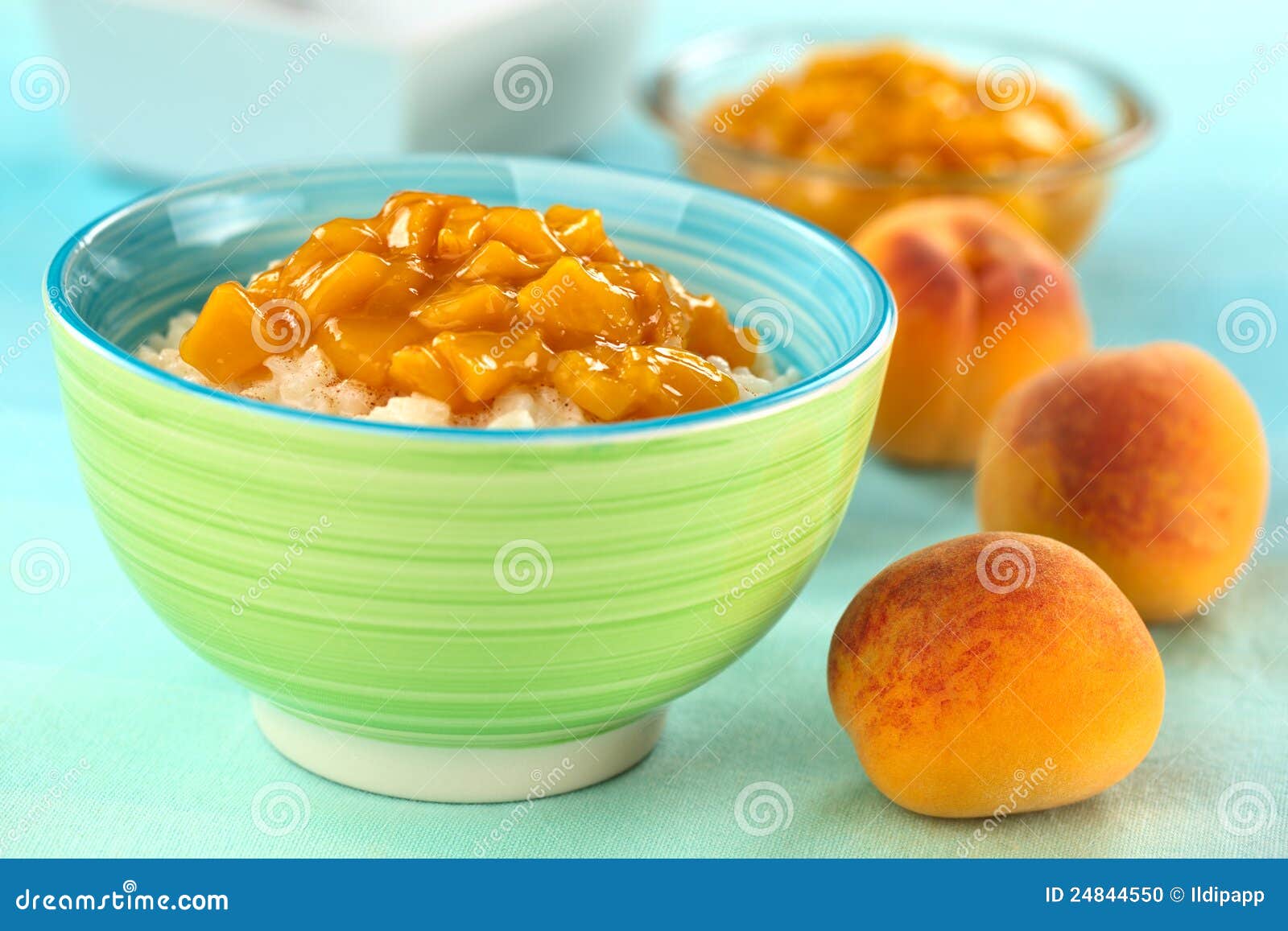 Rice Pudding with Peach Compote Stock Photo - Image of vegetarian ...