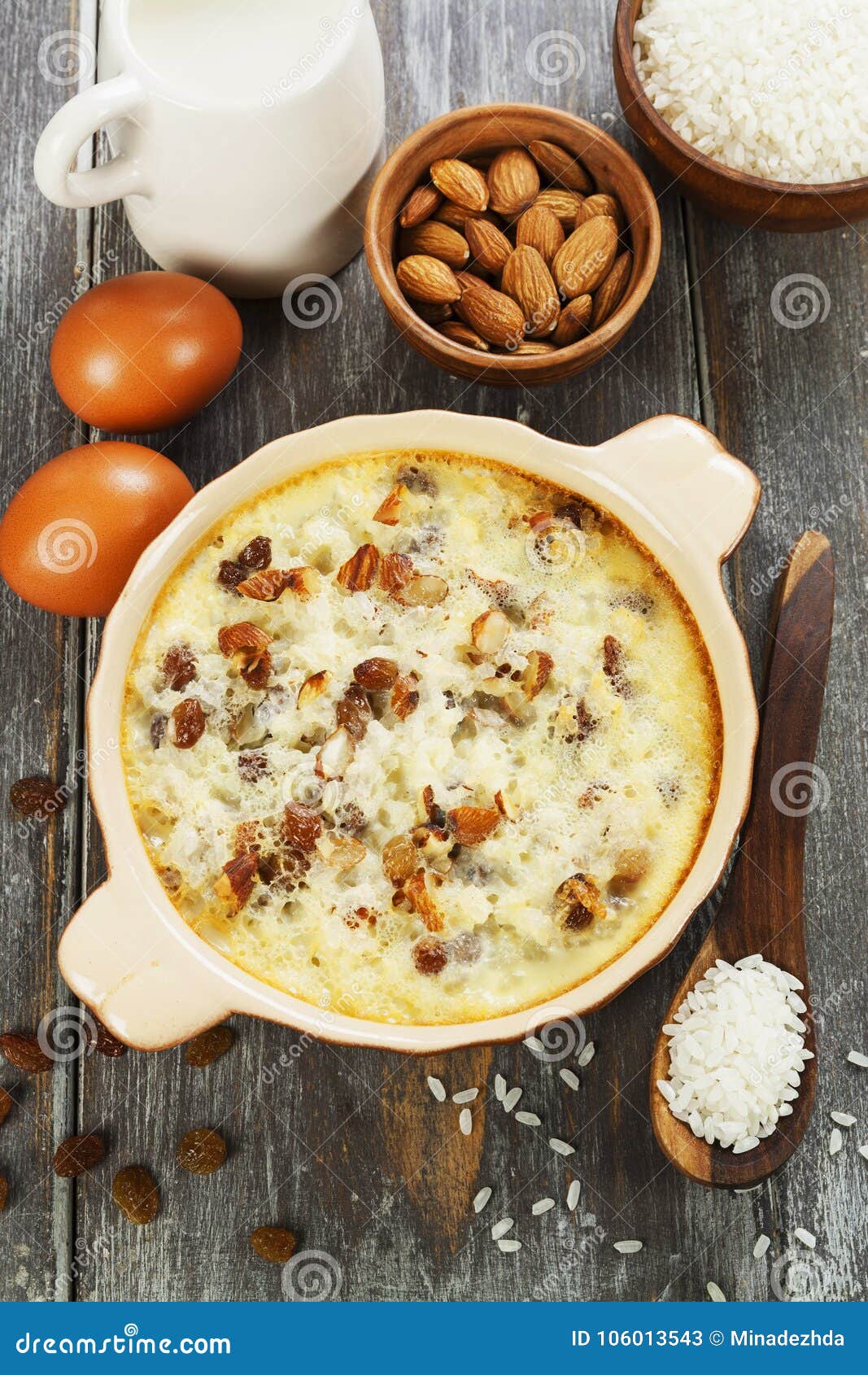 Rice pudding with raisin stock image. Image of porridge - 106013543