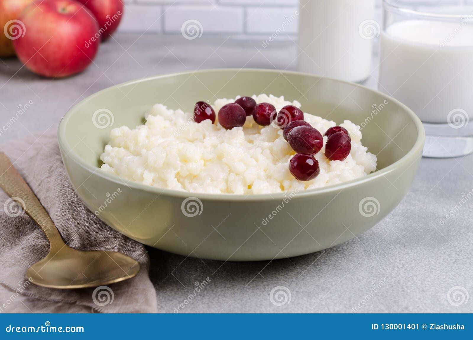 Rice Pudding with Red Berries Stock Image - Image of dish, cowberry ...
