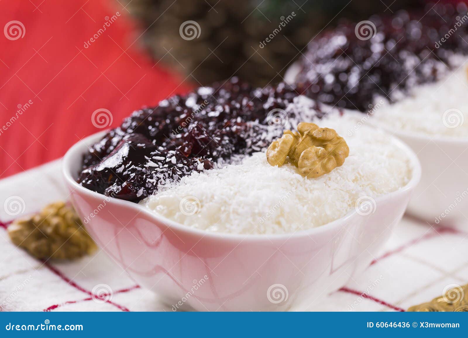 Rice Pudding and Strawberry Jam with Nuts Stock Photo - Image of rice ...
