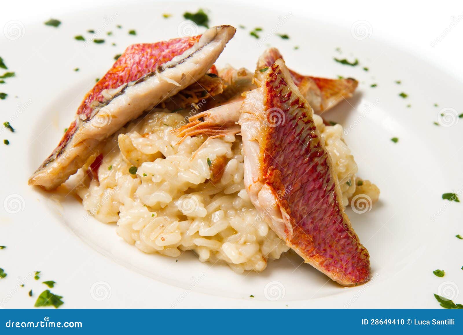 Rice With Red Mullet Fillets And Seafood Stock Photo | CartoonDealer ...