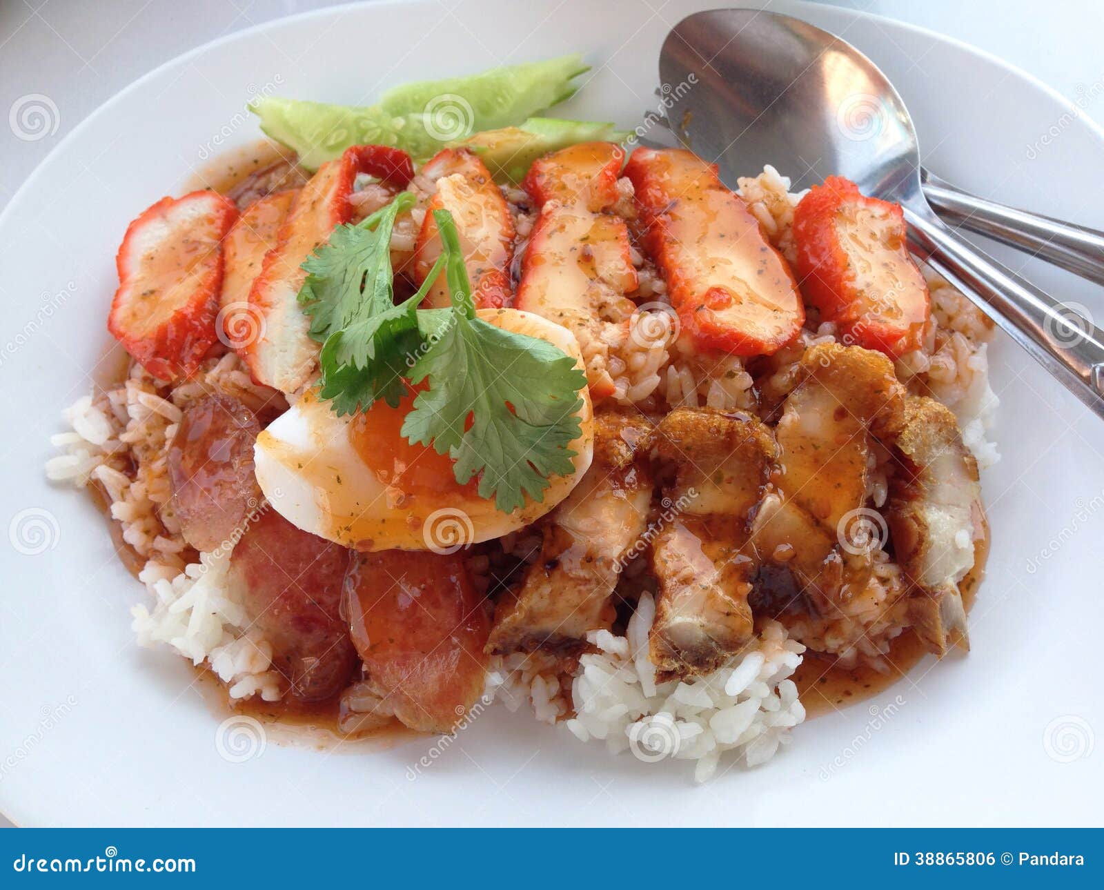 Rice with Red Pork on Top, Thai Food Stock Photo - Image of food, asian ...