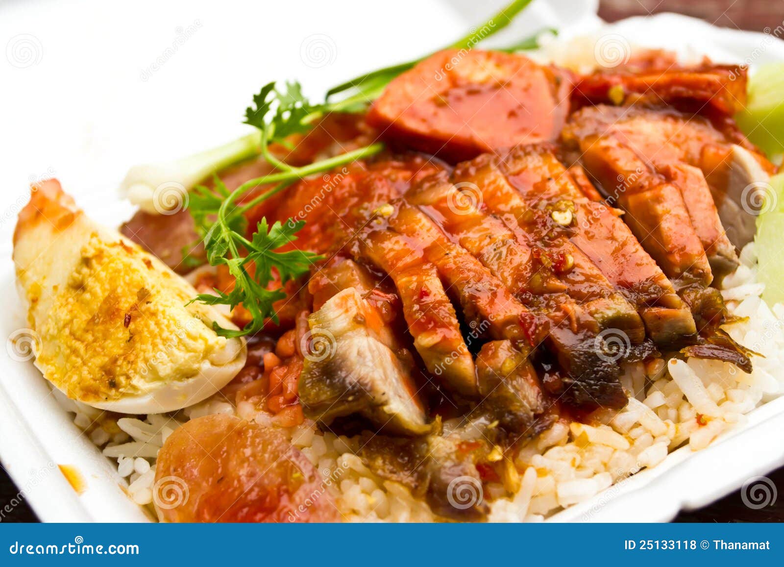Rice with roasted pork stock photo. Image of healthy - 25133118
