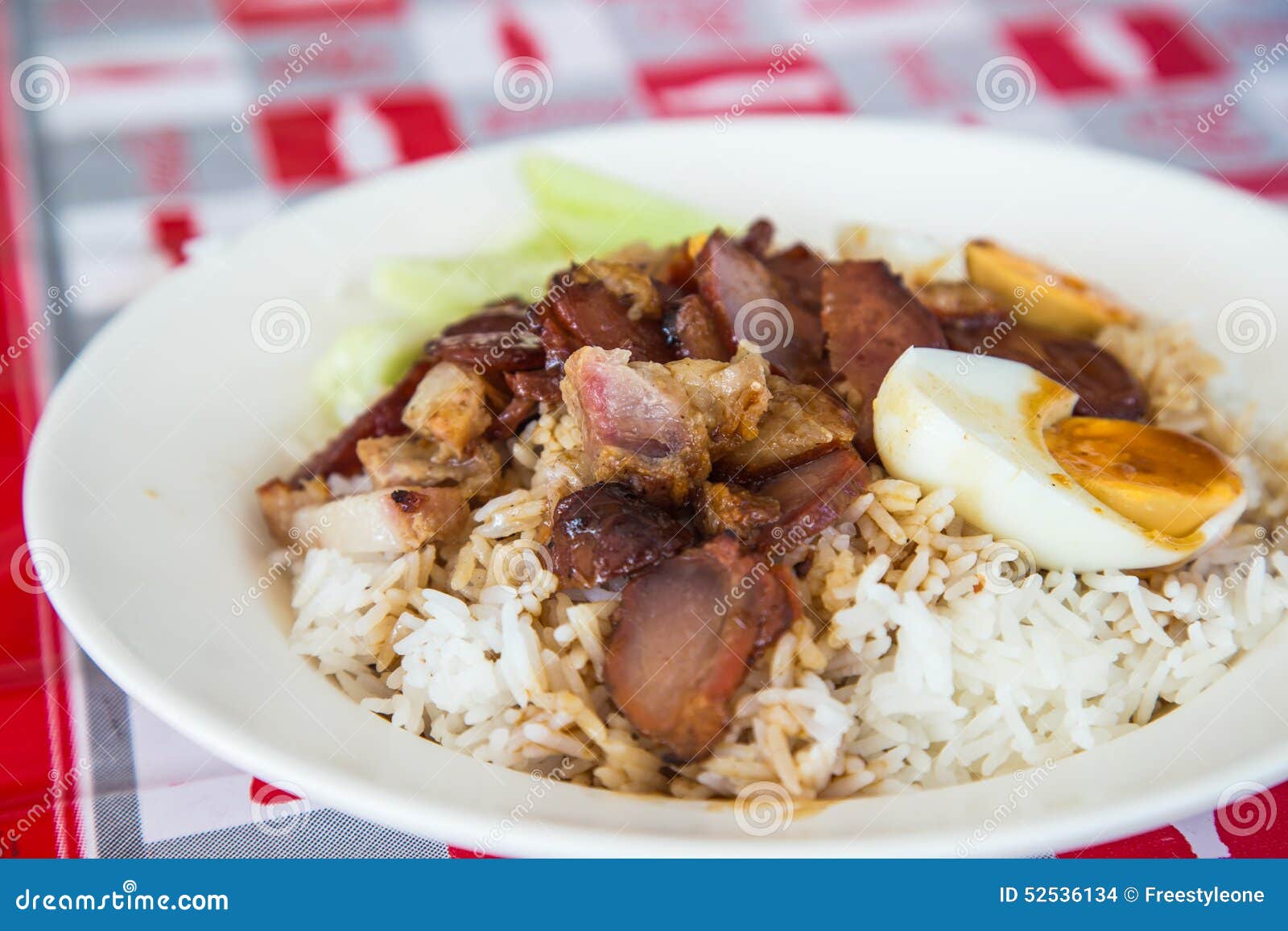 Rice with roasted pork stock photo. Image of roast, meal - 52536134