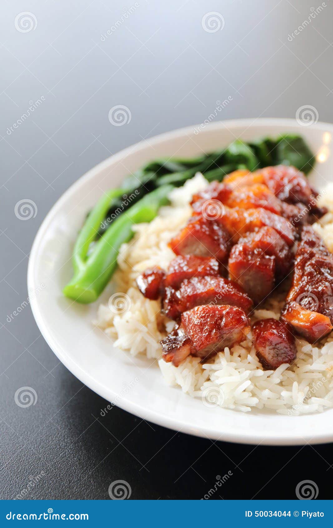 Rice roasted red pork stock photo. Image of kitchen, meat - 50034044