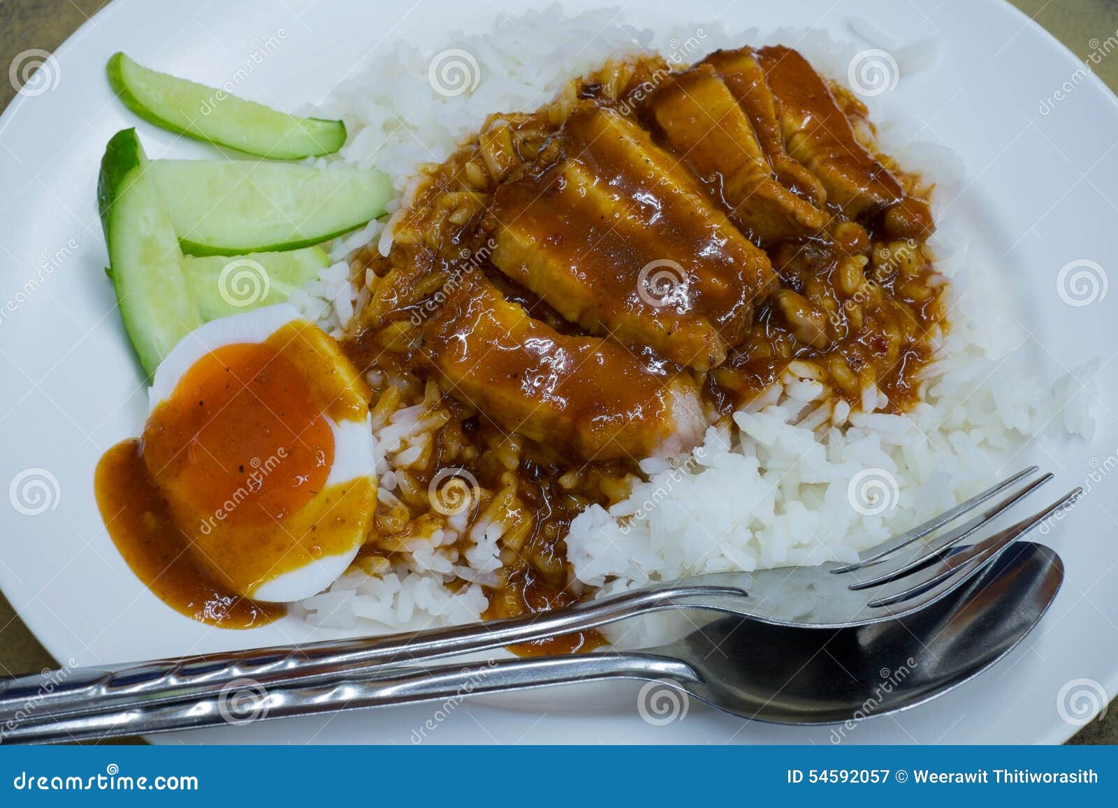 Rice roasted red pork stock image. Image of fresh, diet - 54592057