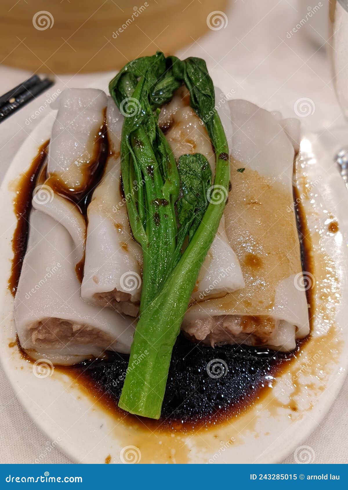 Rice roll dim sum beef stock image. Image of meat, soup - 243285015