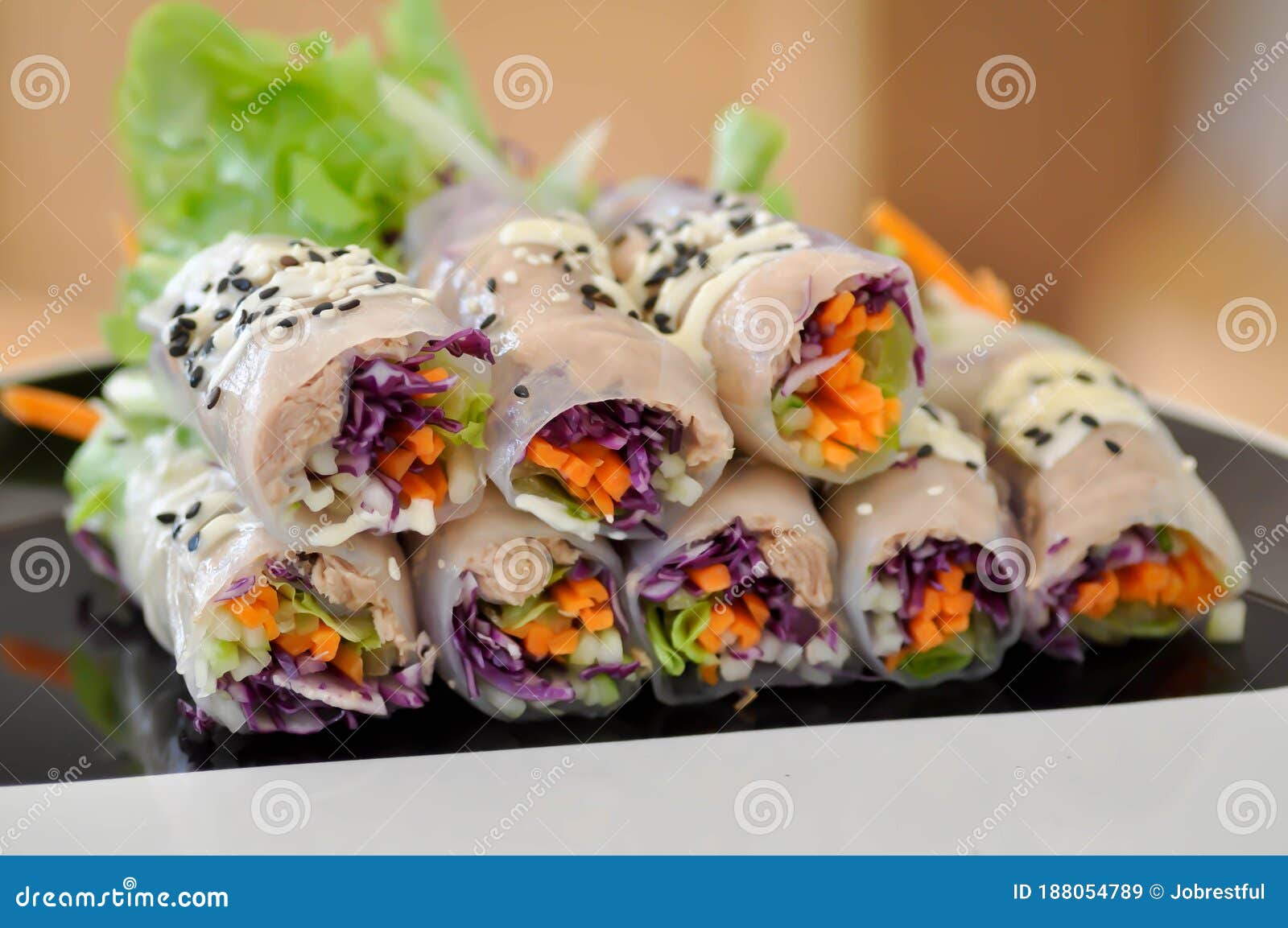 Rice roll, fresh roll stock image. Image of packaging - 188054789