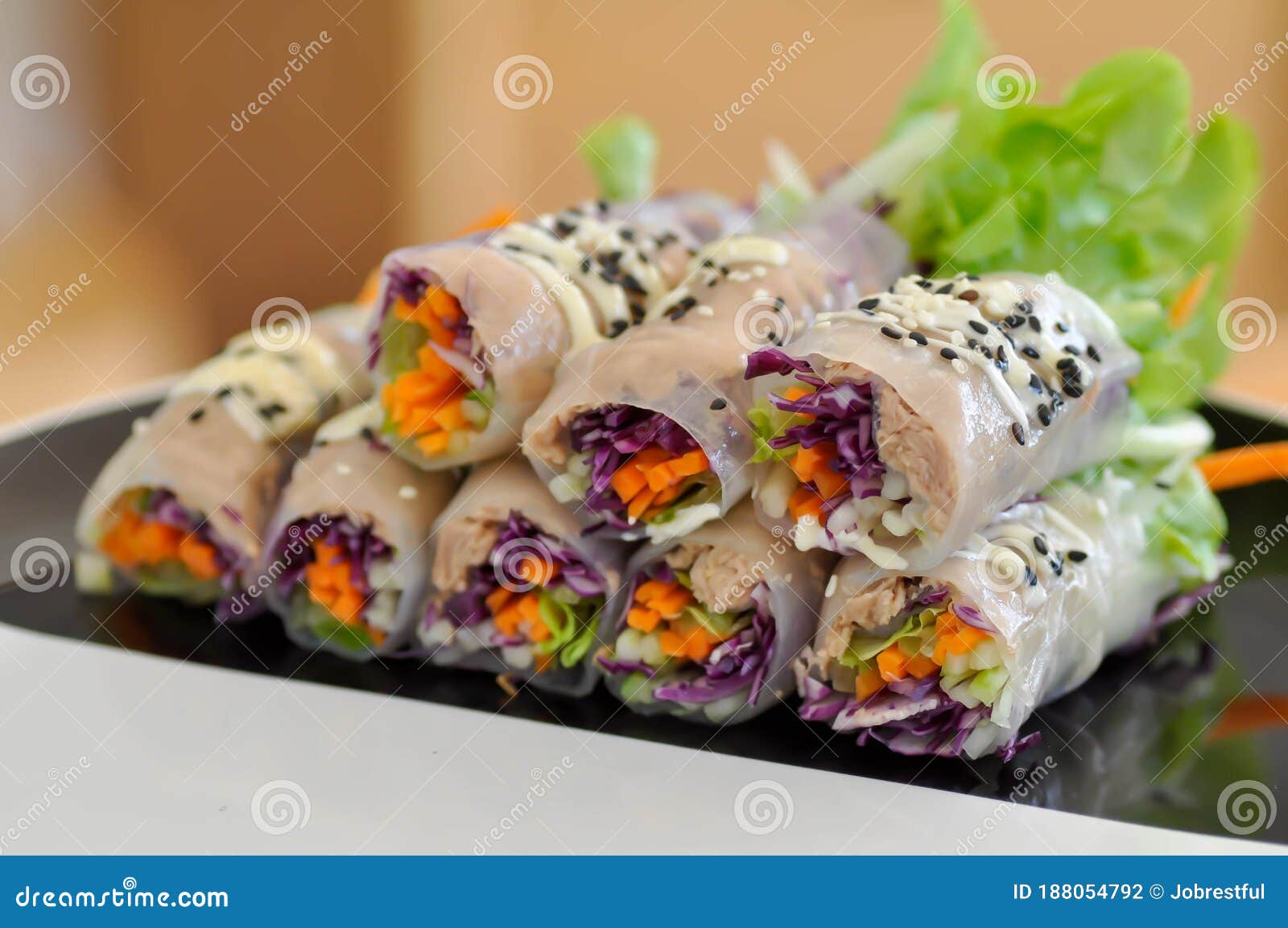 Rice roll, fresh roll stock photo. Image of spring, rolls - 188054792