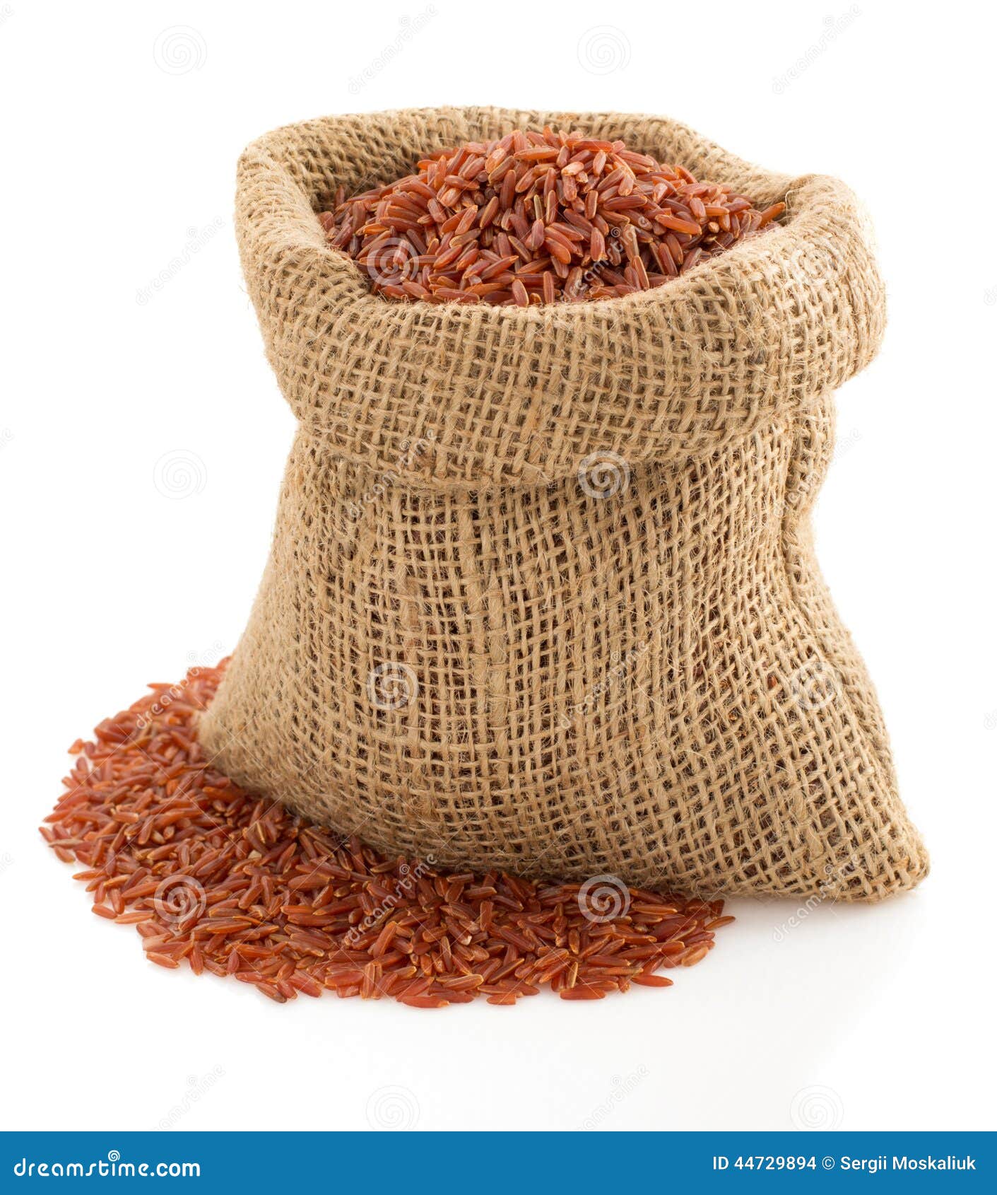 Rice in sack bag on white stock photo. Image of agriculture - 44729894